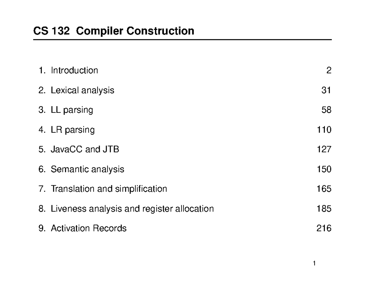 Lec Computer Science Cs 132 Compiler Construction Introduction Lexical Analysis Ll Parsing
