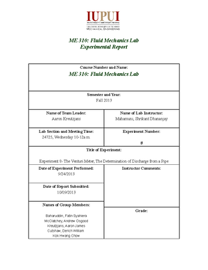 Isentropic Flow Plot Table - ME31000 - Studocu