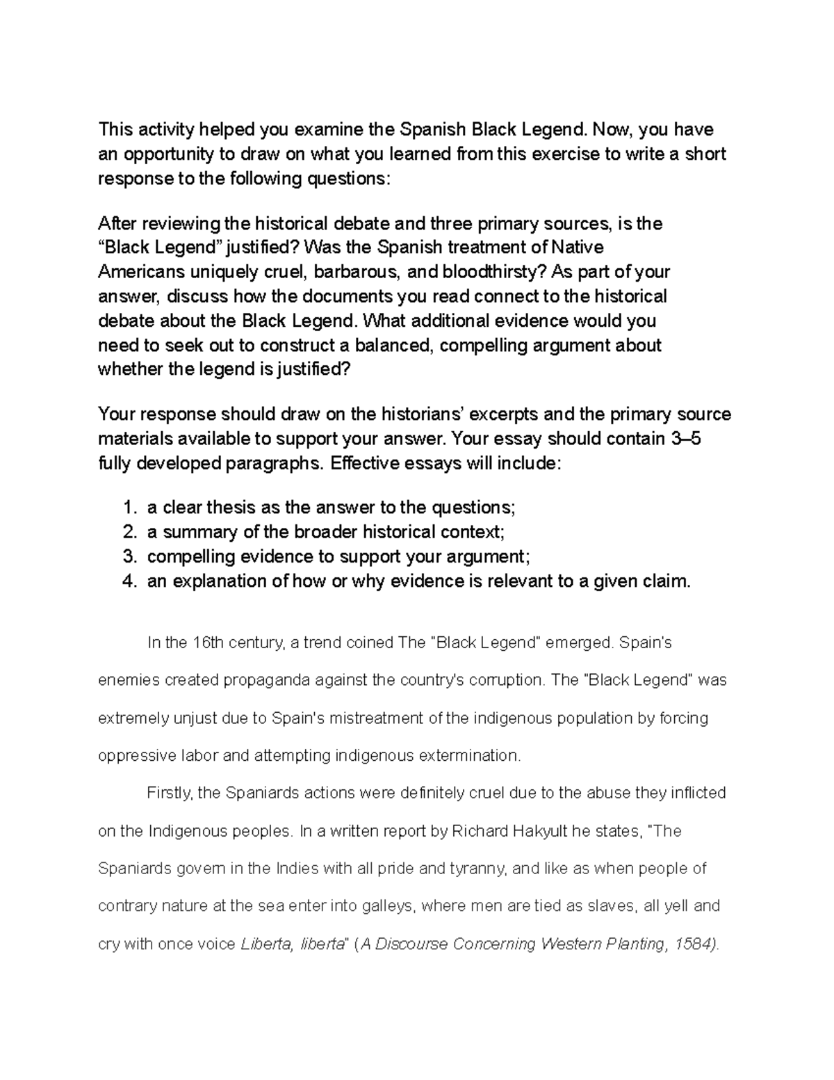 History Black Legend Notes - This activity helped you examine the ...
