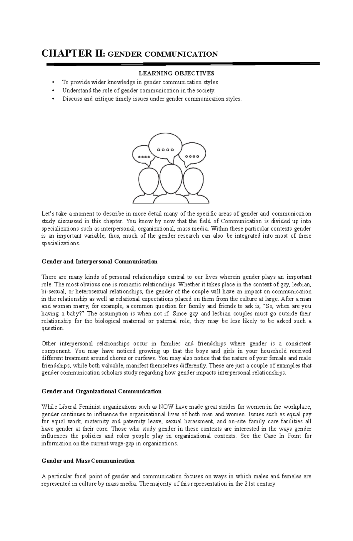 Gender Communication - CHAPTER II: GENDER COMMUNICATION LEARNING ...