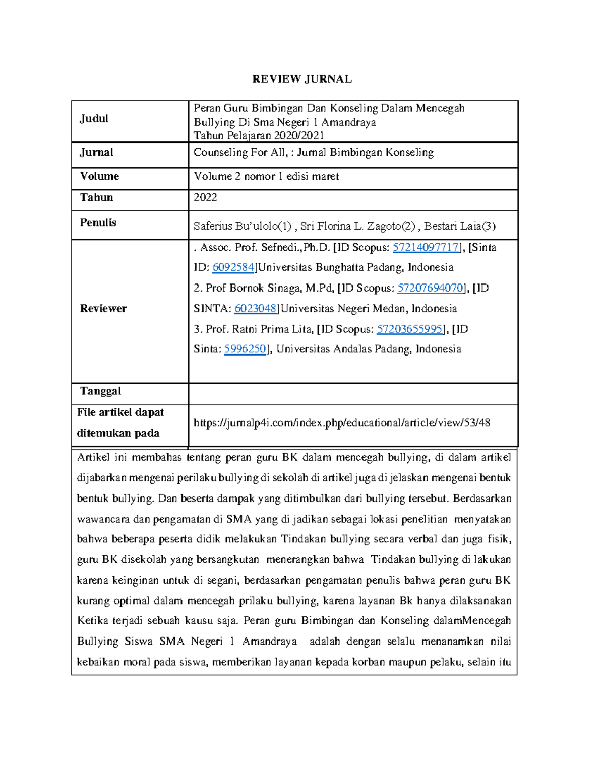 3301421031 Rahma Oktaviani Uts Review Jurnal Review Jurnal Judul Peran Guru Bimbingan Dan