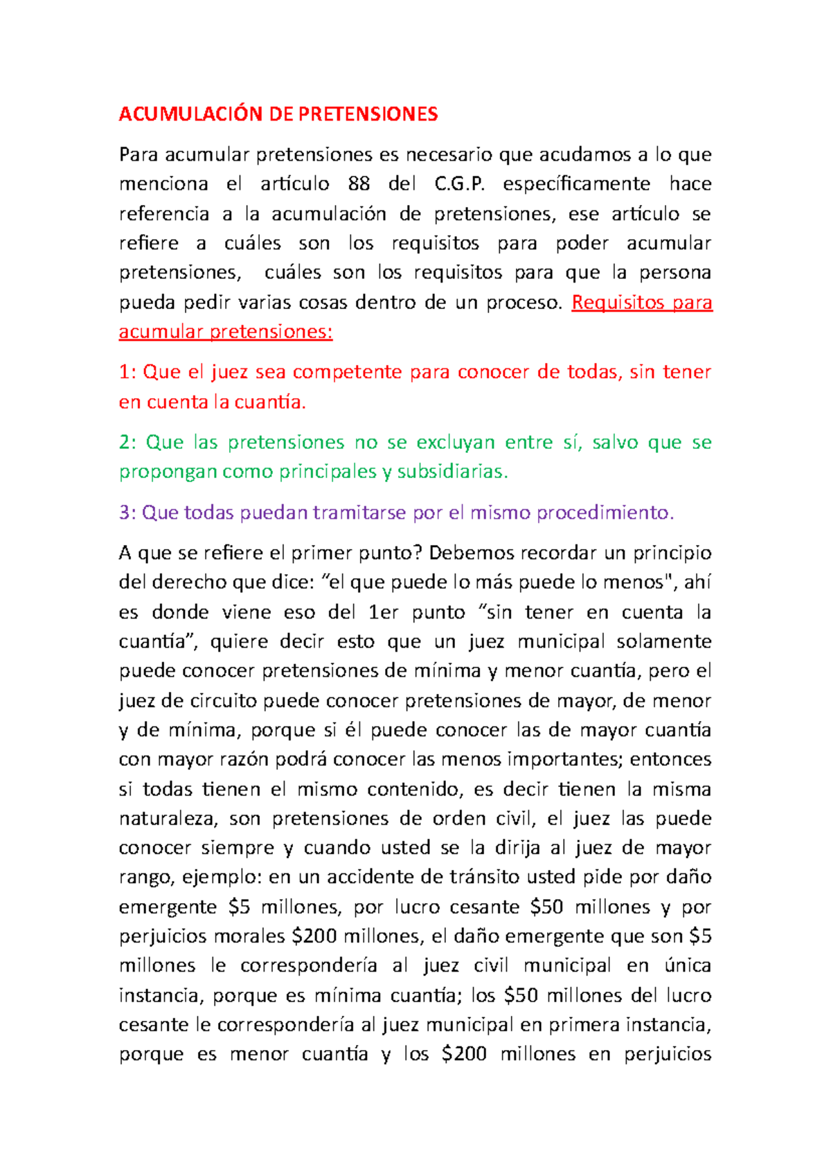 Acumulación De Pretensiones del código general del proceso - Derecho ...