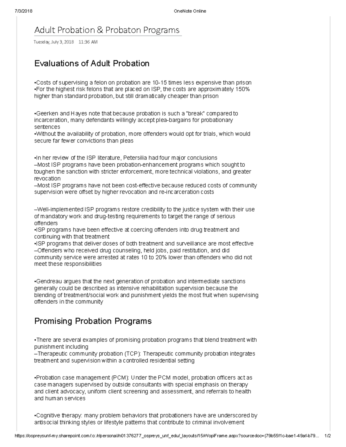 Adult probation & probation programs notes - 7/3/2018 OneNote Online ...
