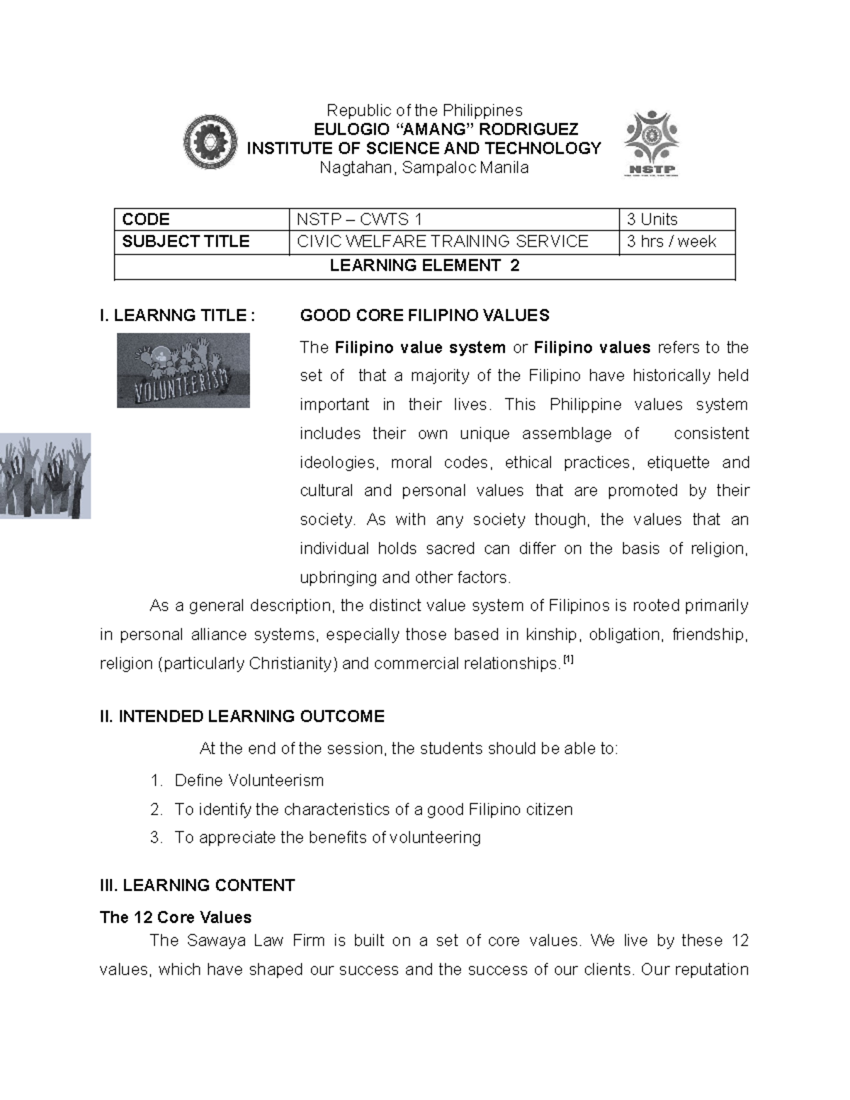 Module 2 NSTP 1 - lecture - Republic of the Philippines EULOGIO “AMANG ...