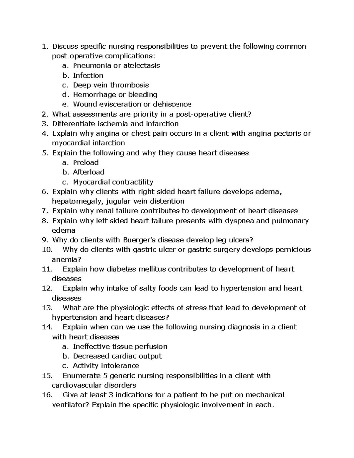 Revalida Questions - Discuss specific nursing responsibilities to ...