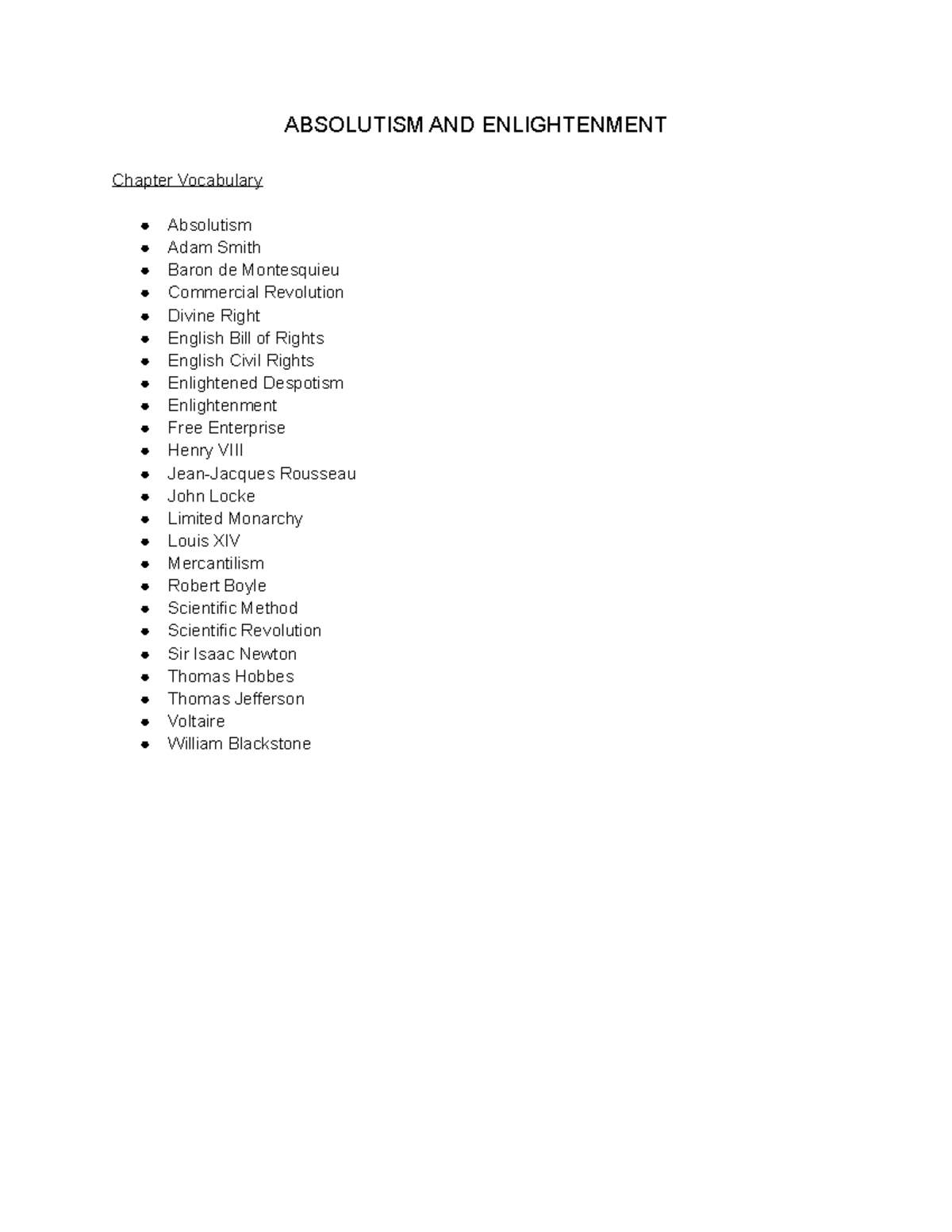 World History Notes Part 21 - ABSOLUTISM AND ENLIGHTENMENT Chapter ...