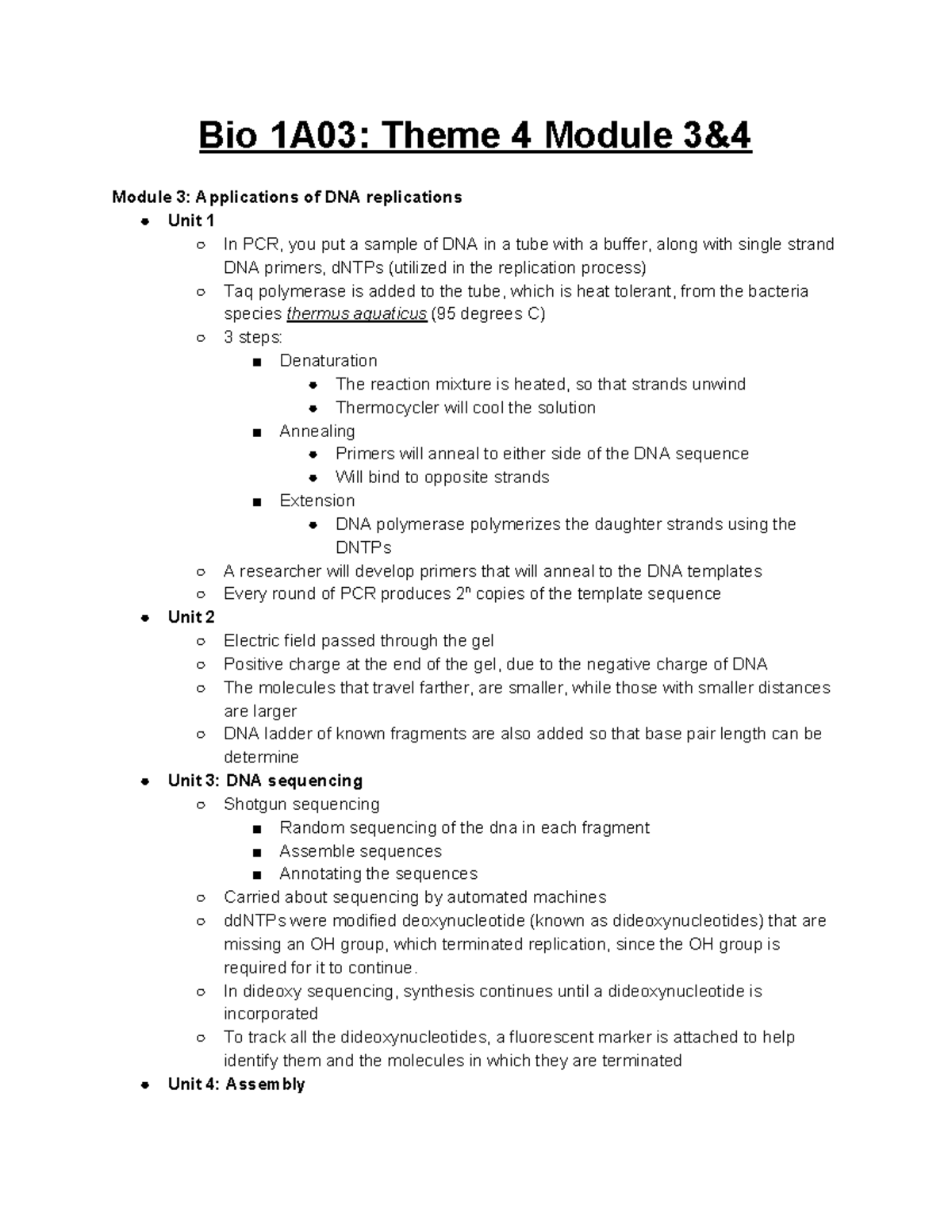 Bio 1A03 Theme 4 Module 3&4 - Bio 1A03: Theme 4 Module 3& Module 3 ...