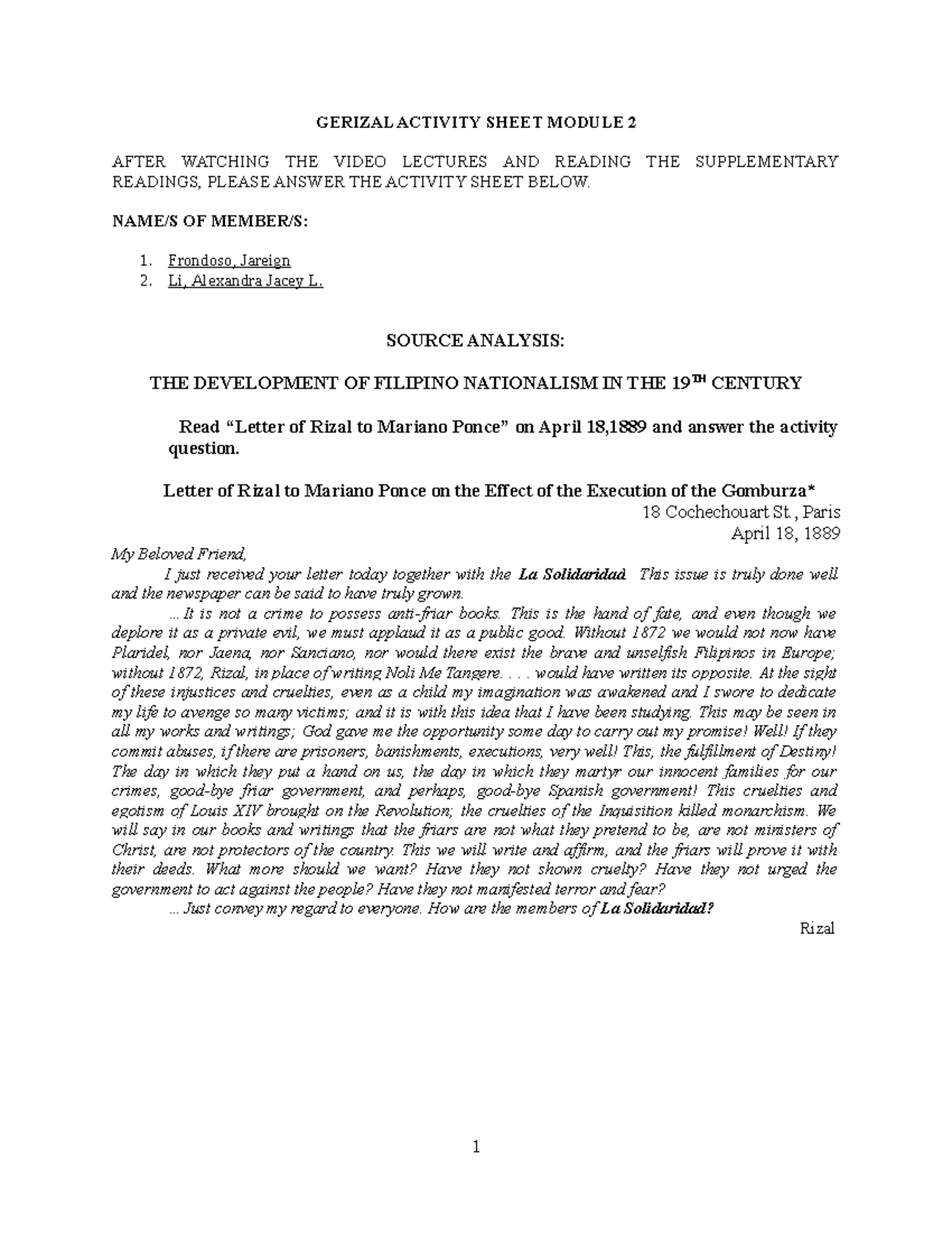 Frondoso, Li - Activity Sheet Module 2 - GERIZAL ACTIVITY SHEET MODULE ...