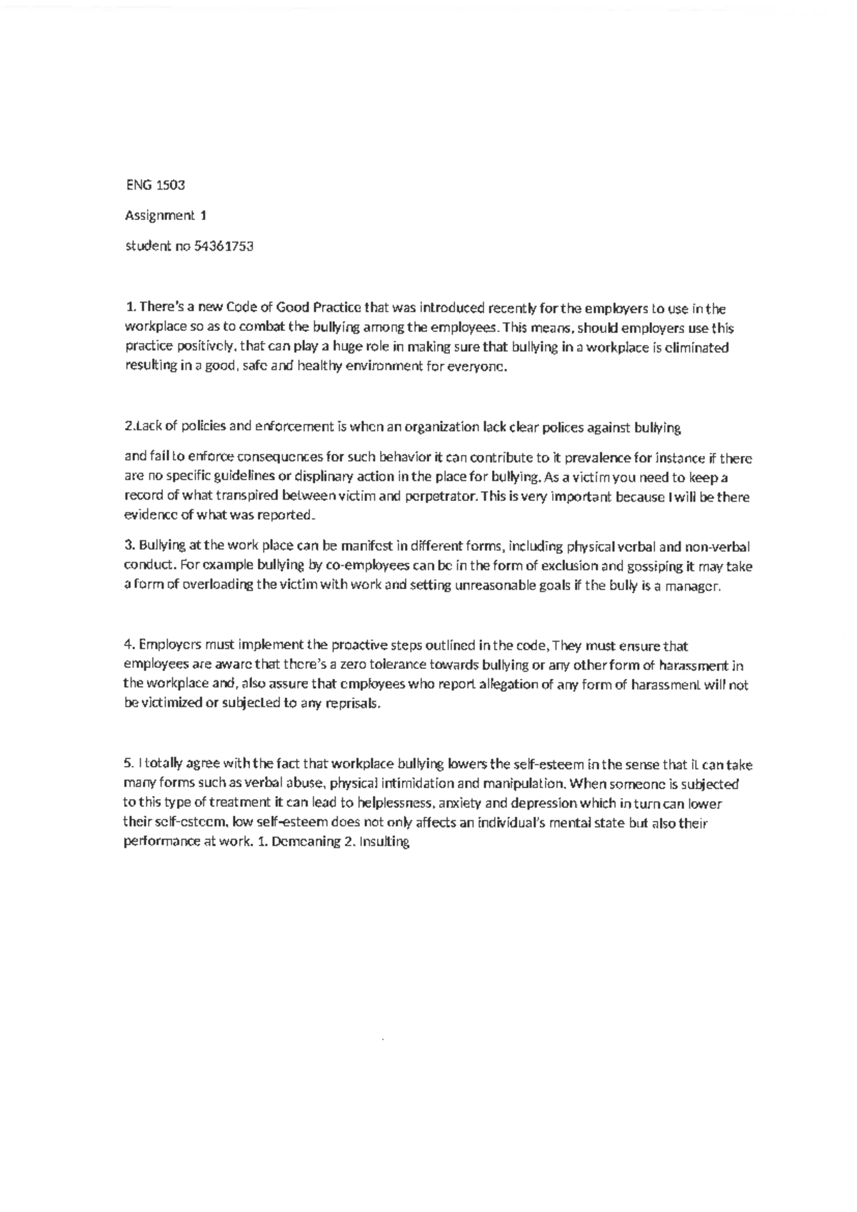 Assignment 1 ENG 1503 - ENG1501 - Studocu