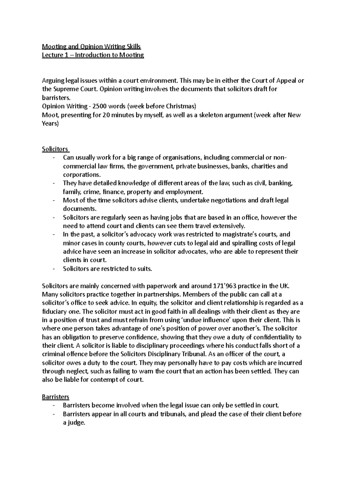 Lecture 1 - Introduction to Mooting - Mooting and Opinion Writing ...