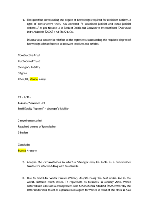 Equity Tutorials 4-6 - Tutorial 4 Question 1 The certainty of the ...