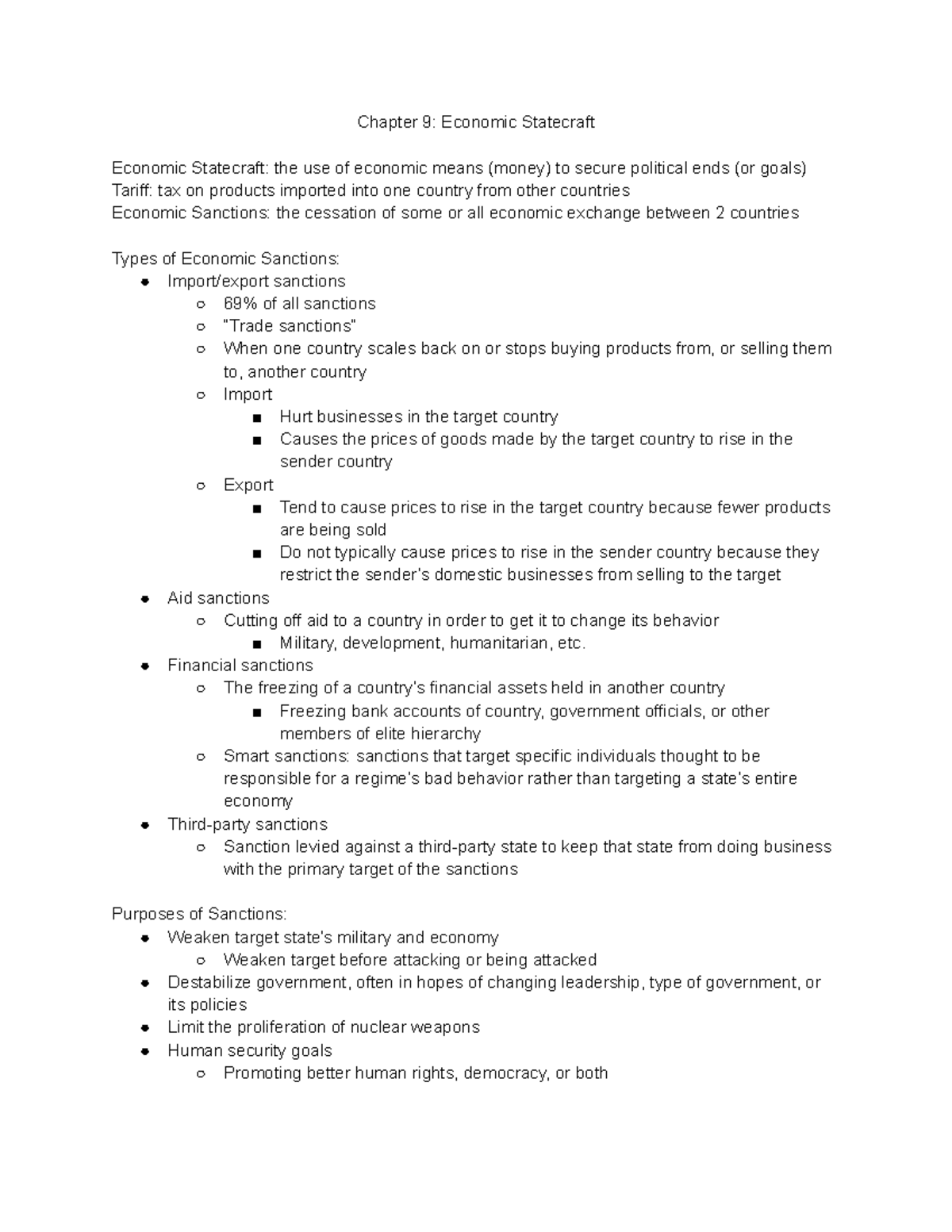 Chapter 9: Economic Statecraft - Chapter 9: Economic Statecraft ...