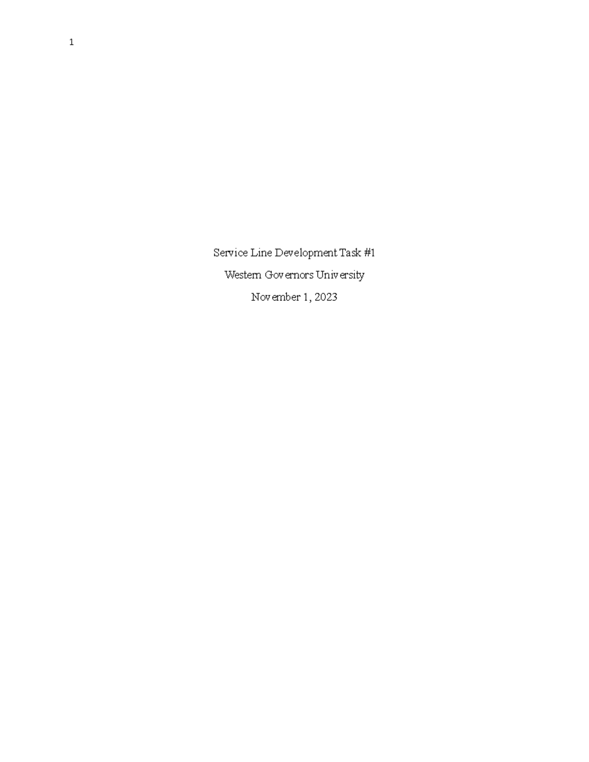 Service Line Task 1 - Task 1 - Service Line Development Task Western ...