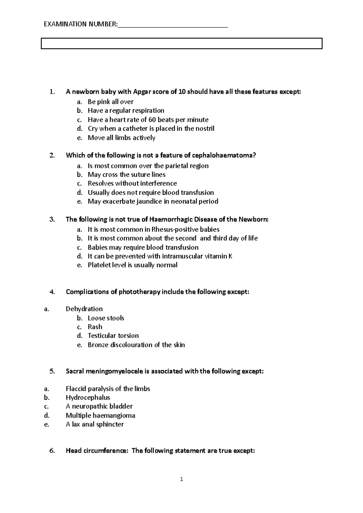 Main mc finished 2 - Gfg - A newborn baby with Apgar score of 10 should ...