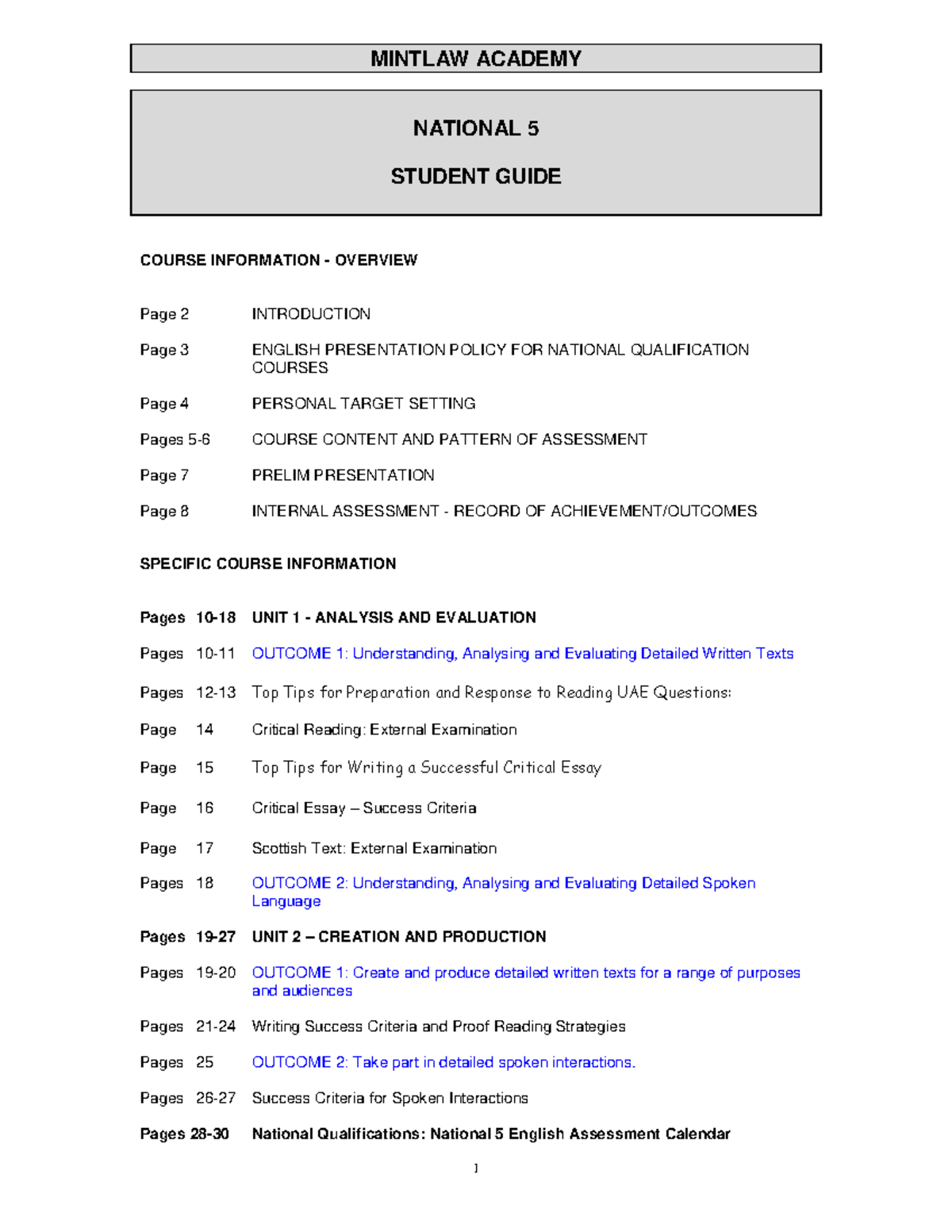N5 English Student Guide 2016 - MINTLAW ACADEMY NATIONAL 5 STUDENT ...