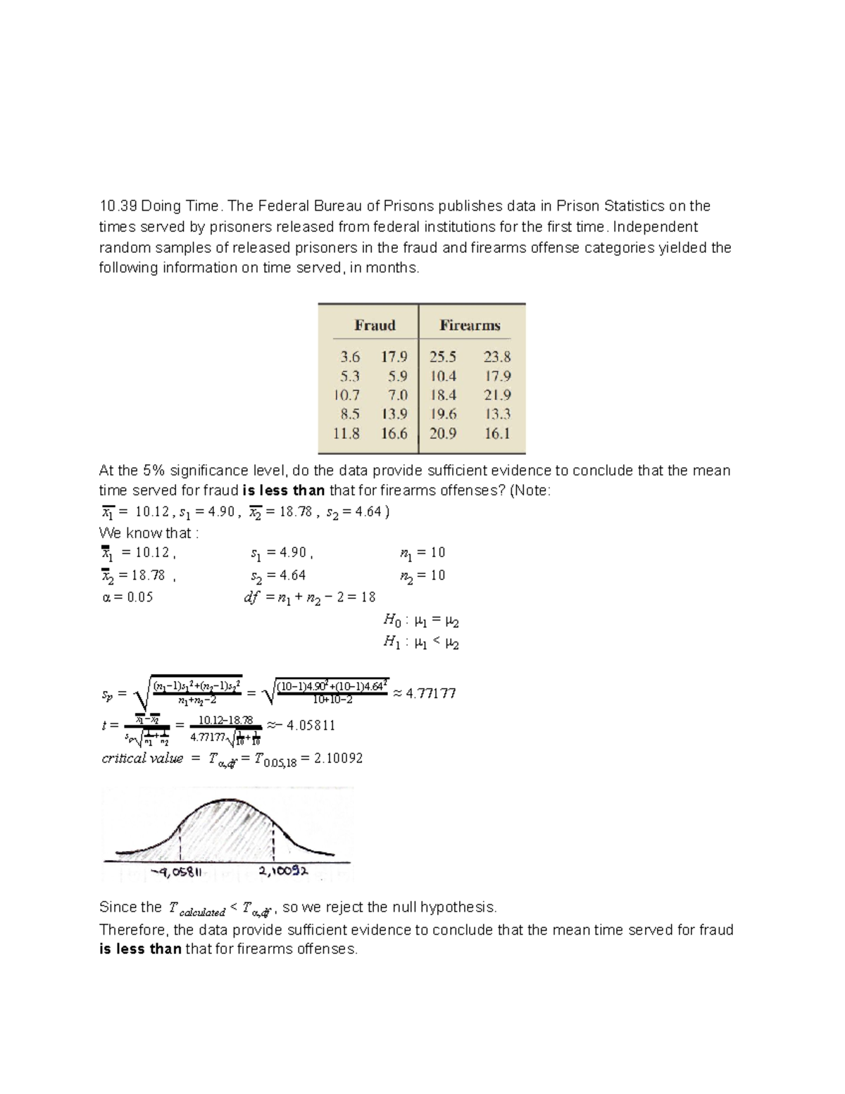 T-test 2 populations - Statistics - At the 5% significance level, do ...