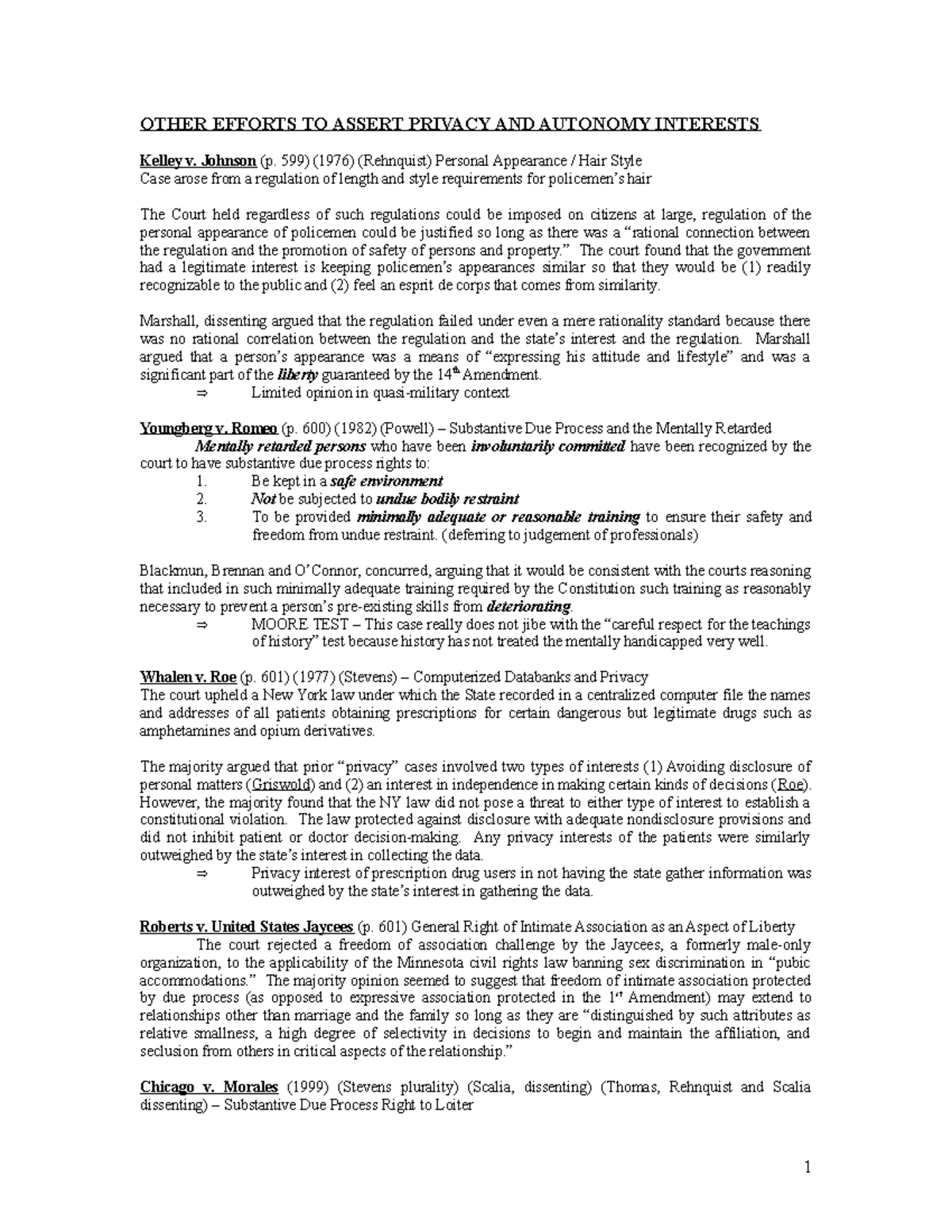 Criminal Law - Prof. Slater 3 - OTHER EFFORTS TO ASSERT PRIVACY AND ...