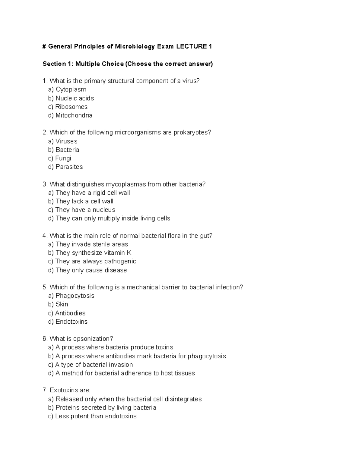 Micro lecture 1 - General Principles of Microbiology Exam LECTURE 1 ...