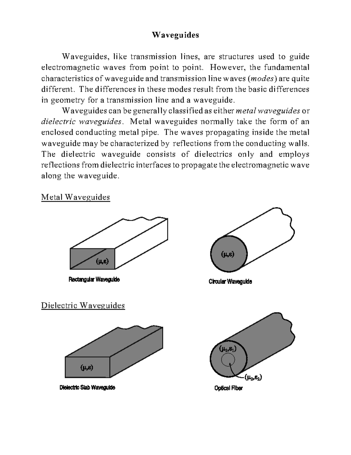 EEE2304 Waveguides Notes - Waveguides Waveguides, like transmission ...