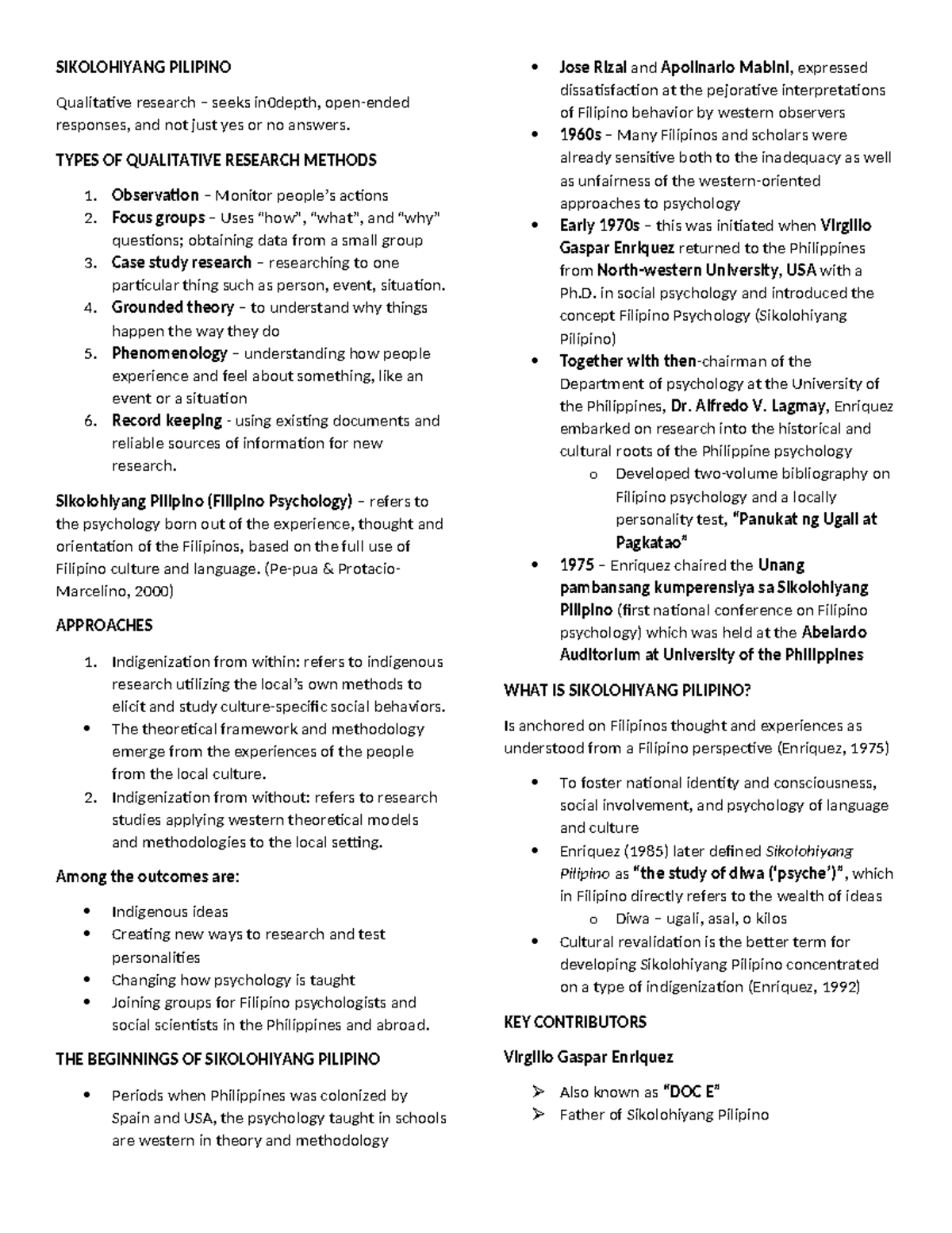 Sikolohiyang Pilipino - SIKOLOHIYANG PILIPINO Qualitative research ...