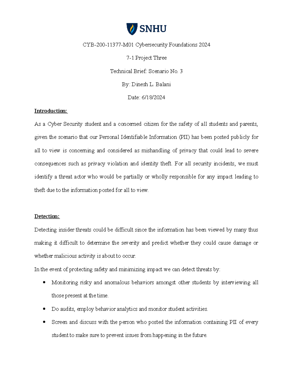 CYB 200 Project Three Dinesh Balani - CYB-200-11377-M01 Cybersecurity ...