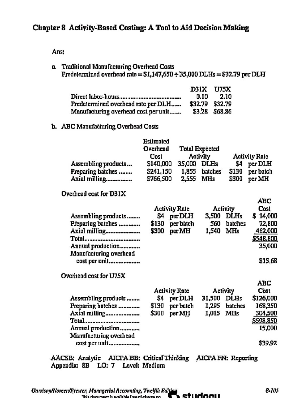 ACC833 12 - Xhhx - Chapter 8 Costing: A Tool to Aid Decision Making Ans ...