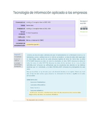 Modalidad de exámenes Semana 1 Tecnología de información aplicada a las empresas ARB - 3/9/23 ...