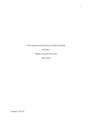 WGU C229 Task 1 Passed - 1 Task 1 Sheryl Cayabyab Western Governors ...