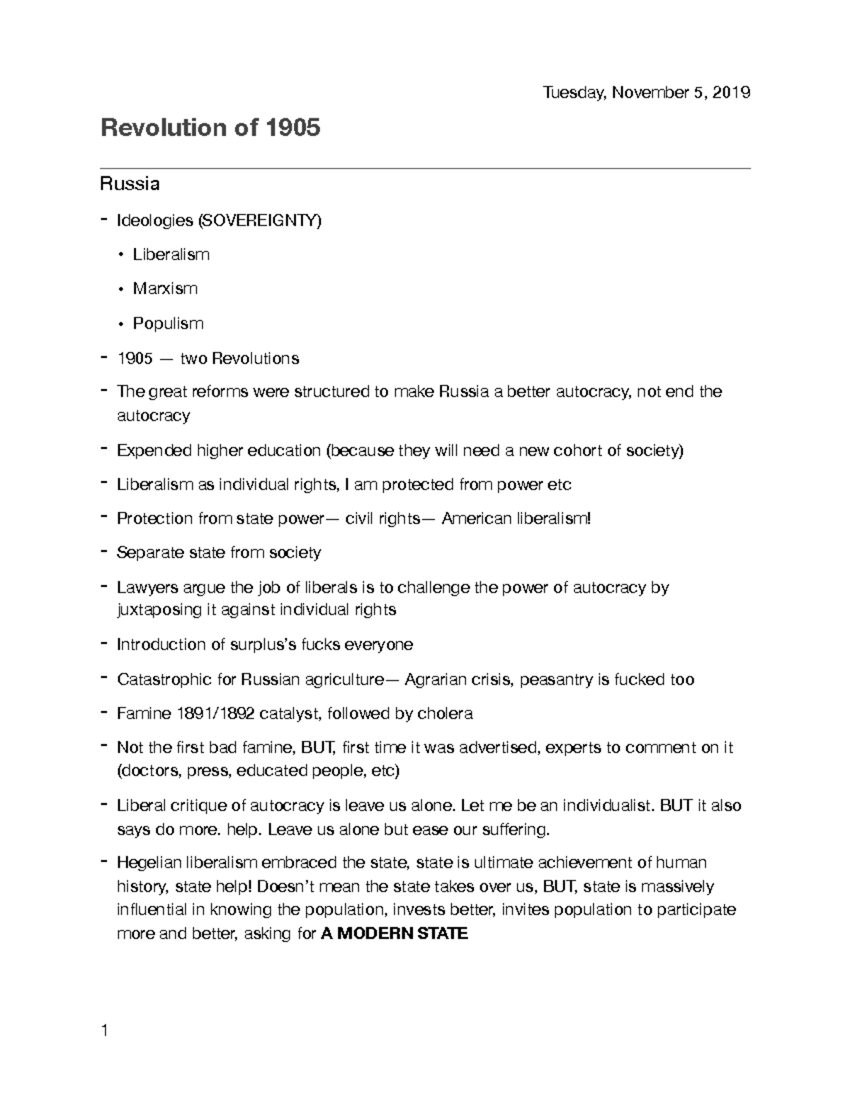 Week 10 (11:05:2019 ) - Notes for Prof. Yanni - Tuesday, November 5 ...