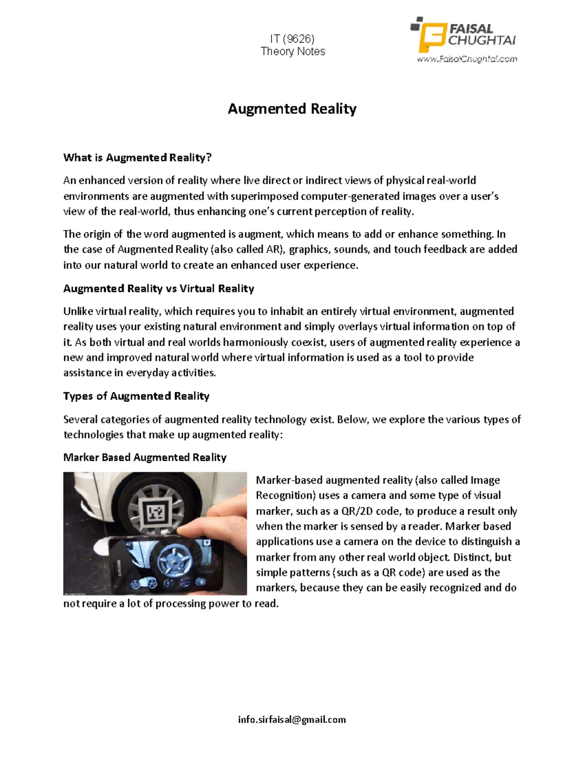 Augmented Reality 9UZww Rh - Theory Notes Augmented Reality What is ...
