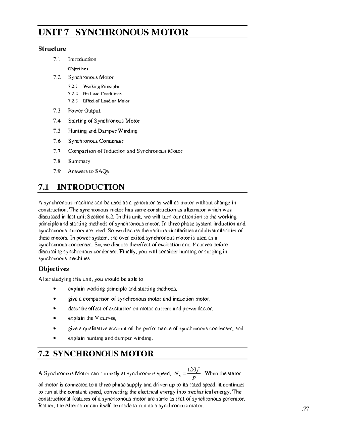 Synchronous Motor UNIT 7 Synchronous MOT - Synchronous Motor UNIT 7 ...