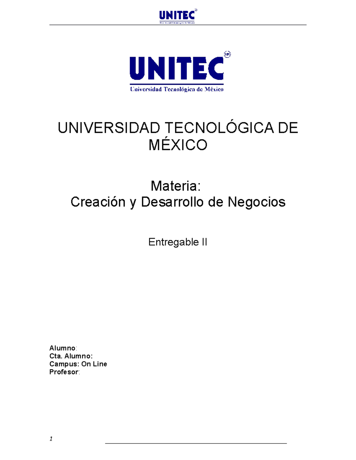 E2 Creación y Desarrollo de Negocios - UNIVERSIDAD TECNOLÓGICA DE ...