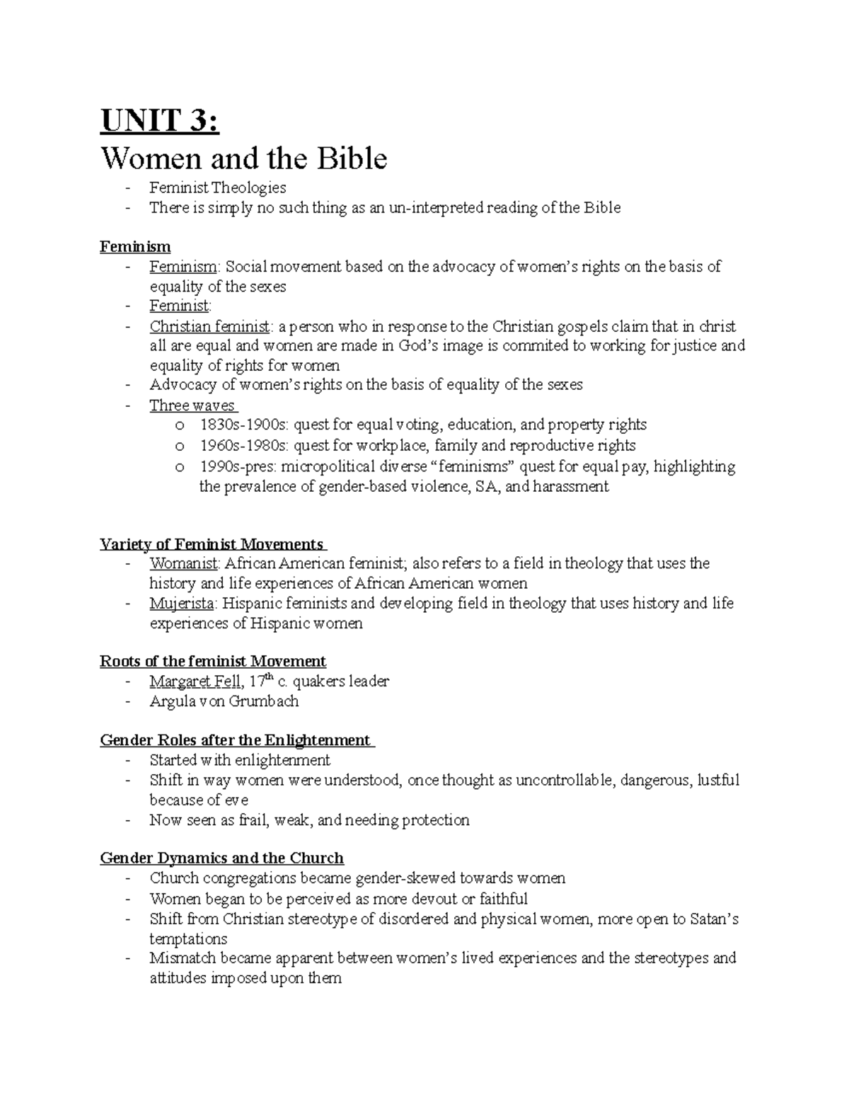 Christian Heritage Unit 3 Women and the Bible - UNIT 3: Women and the ...