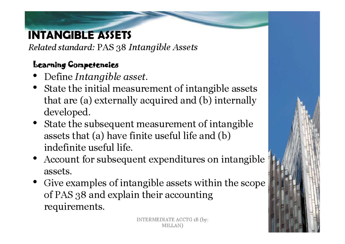 Intangible-and-Impairment - INTANGIBLE ASSETS Related standard: PAS 38 ...