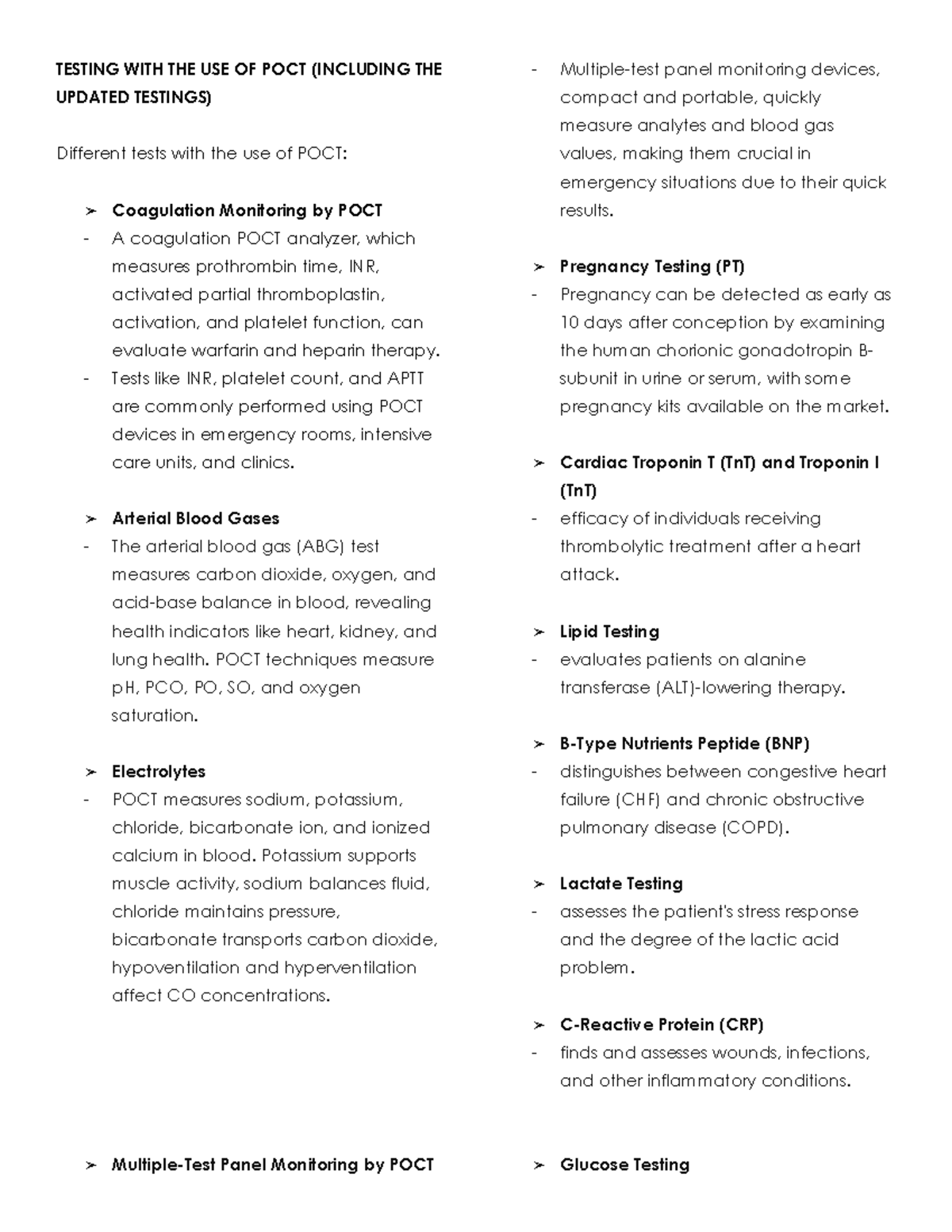 Testing-w-the-use-of-POCT - TESTING WITH THE USE OF POCT (INCLUDING THE ...