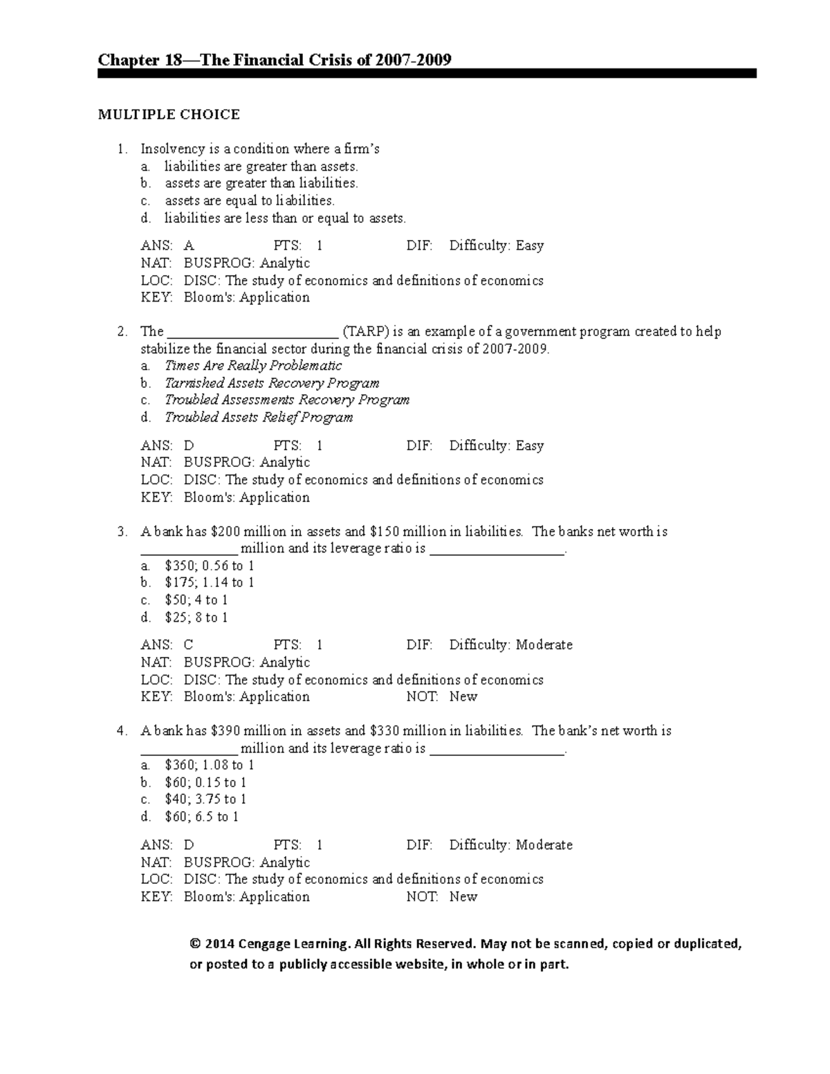 Chapter 18 - Tutorial work - Chapter 18—The Financial Crisis of 2007 ...