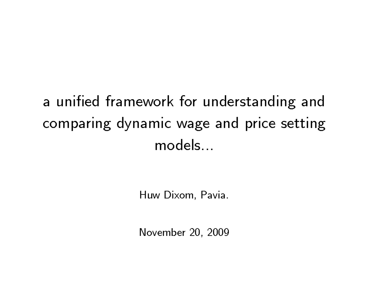 a uni ed framework for understanding and comparing dynamic wage and ...