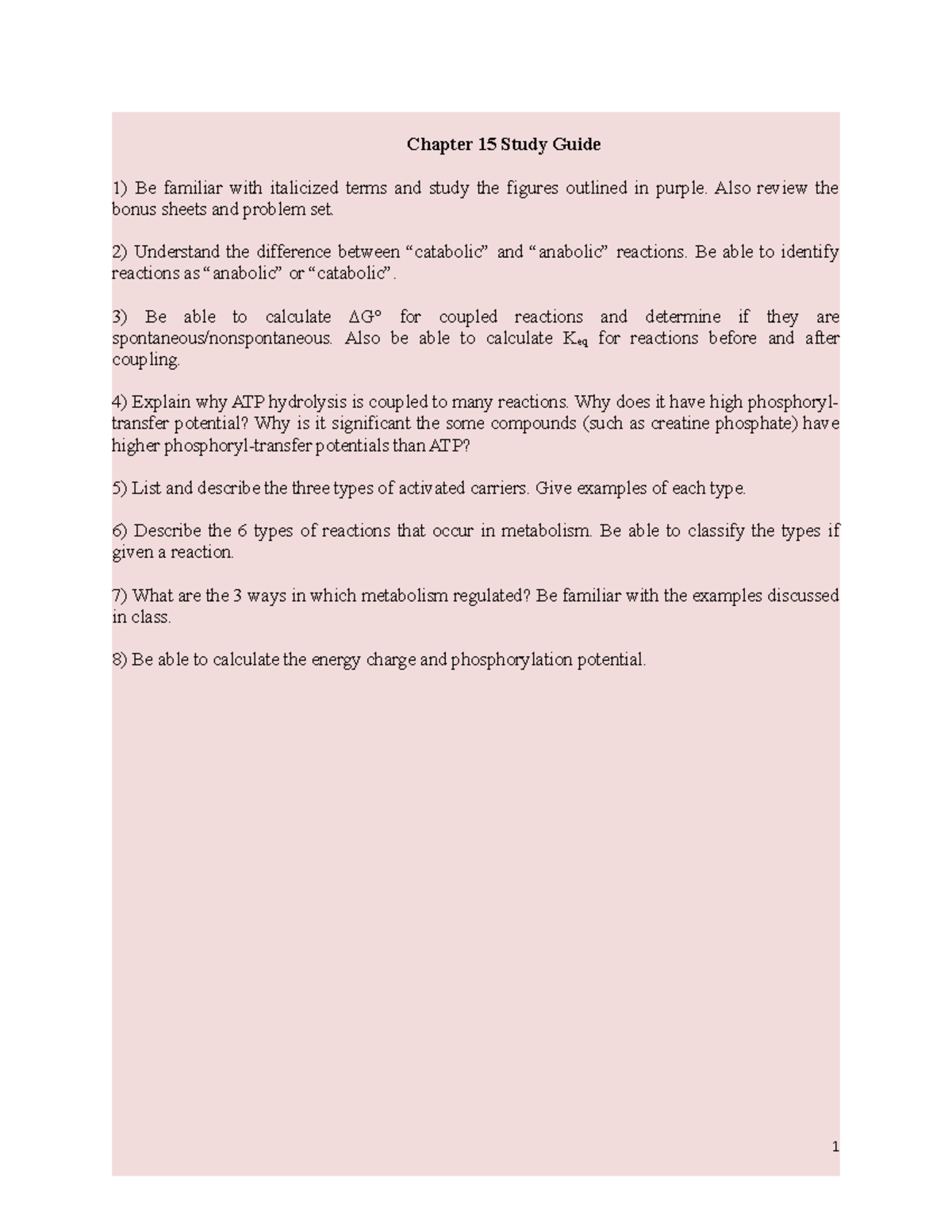 Chapter 15 Study Guide - Chapter 15 Study Guide 1) Be familiar with italicized terms and study ...