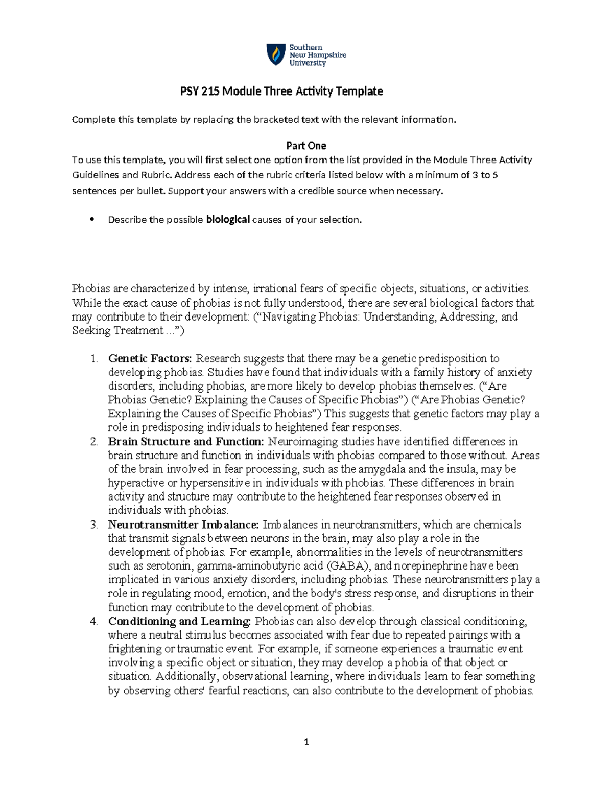 psy 215 Module three Activity assignment - PSY 215 Module Three ...