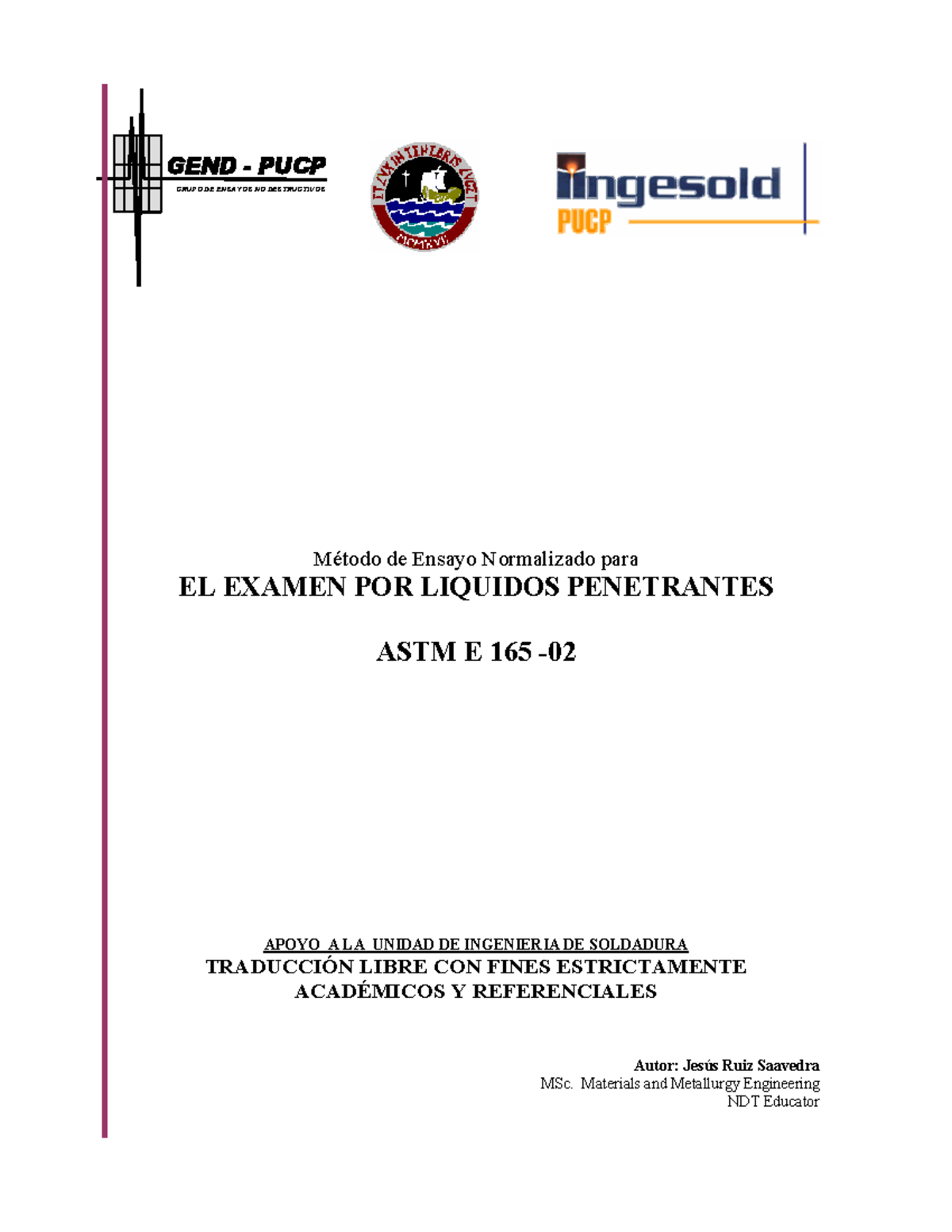 Astme E165 Version Libre español - Método de Ensayo Normalizado para EL ...