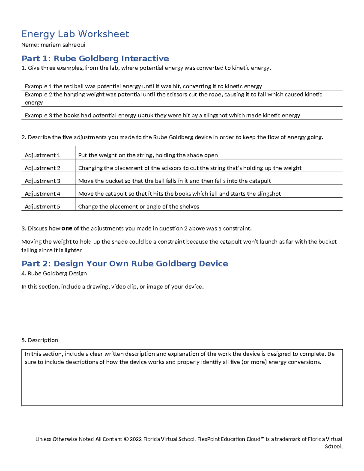 02 01 energy worksheet - lol - Energy Lab Worksheet Name: mariam ...