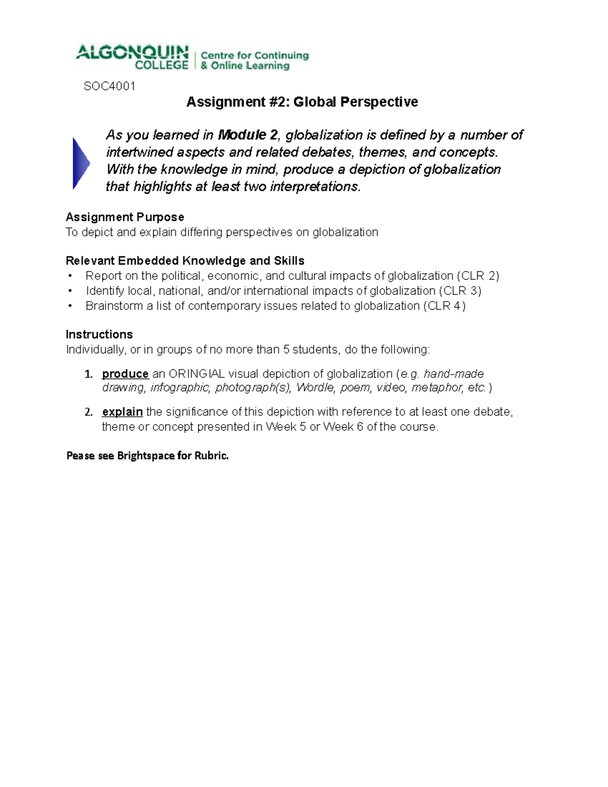 Module 2 Assignment Global Perspective S19 - SOC Assignment #2: Global ...