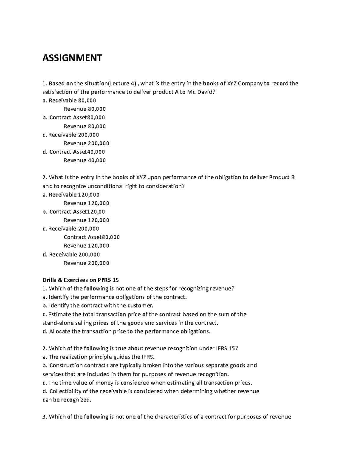 Final L4 Assignment Test - ASSIGNMENT Based on the situation(Lecture 4 ...