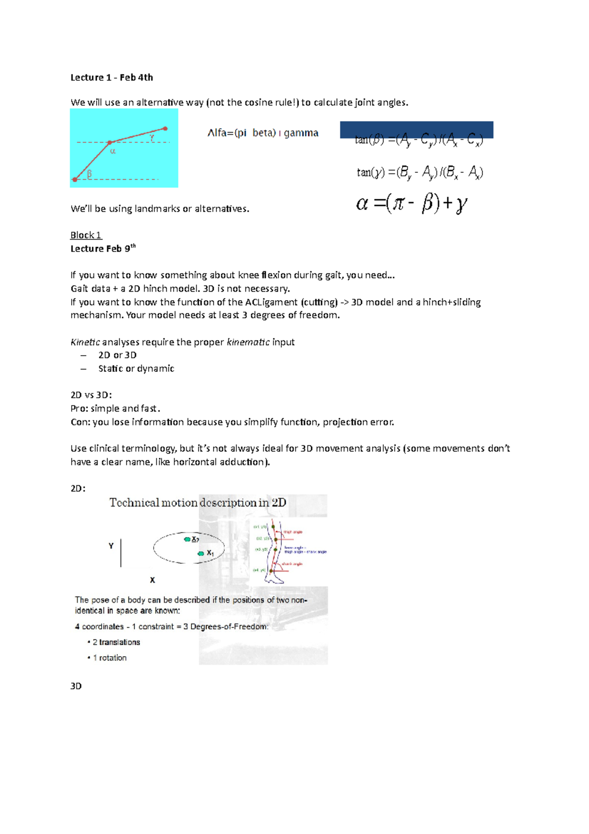 3D - Kinematics - Lecture notes - Lectures - Lecture 1 - Feb 4th We ...