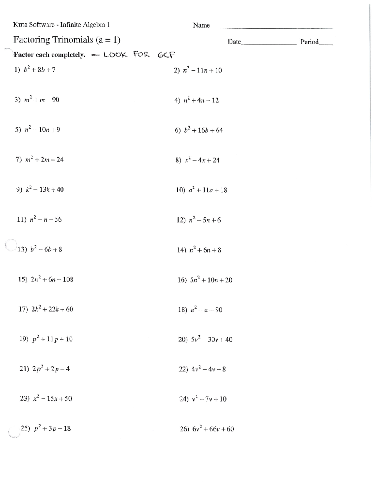 Factoring+Practice+WS+(Kuta-2+sided) - Kuta Software - Infinite Algebra ...