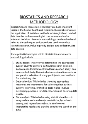 Biostatics AND Research Methodology - BIOSTATICS AND RESEARCH ...