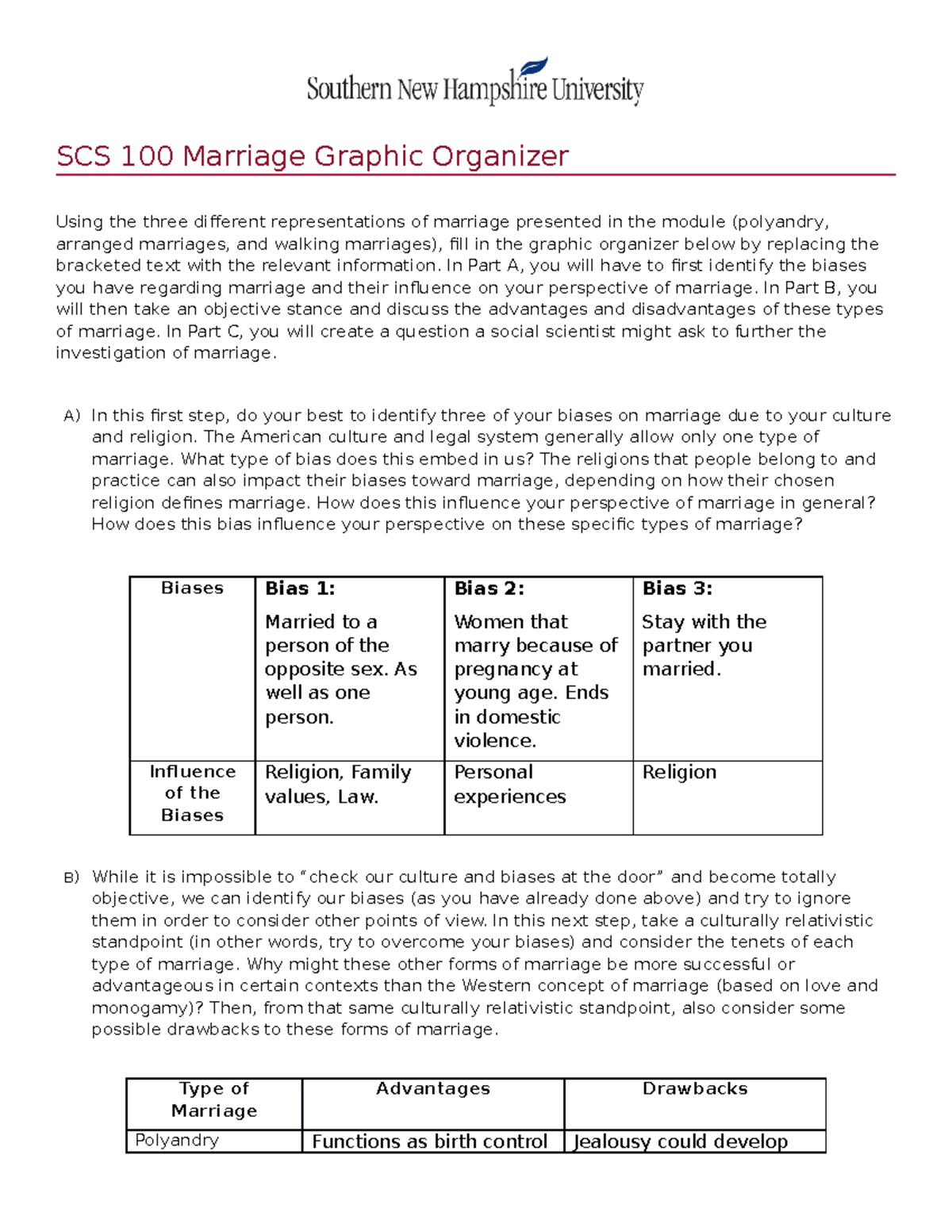 SCS 100 Marriage Graphic Organizer - SCS 100 Marriage Graphic Organizer ...