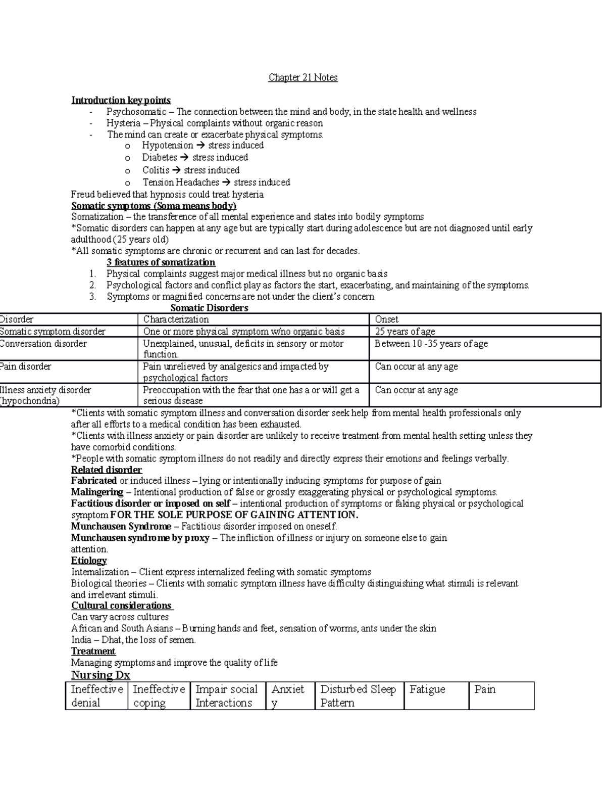 Chapter 21 Notes - Chapter 21 Notes Introduction key points ...