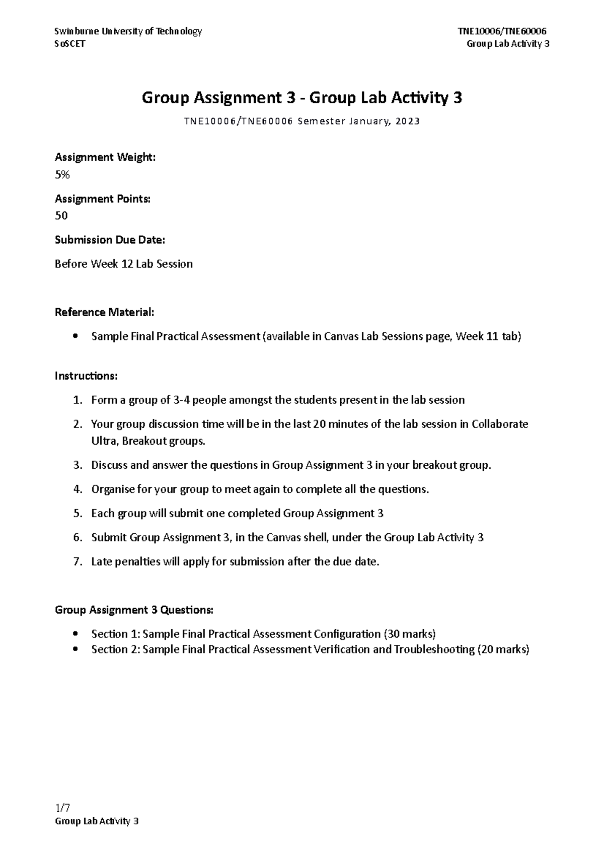 Group Assignment 3 Group Lab Activity 3 1 - SoSCET Group Lab Activity 3 Group Assignment 3 ...