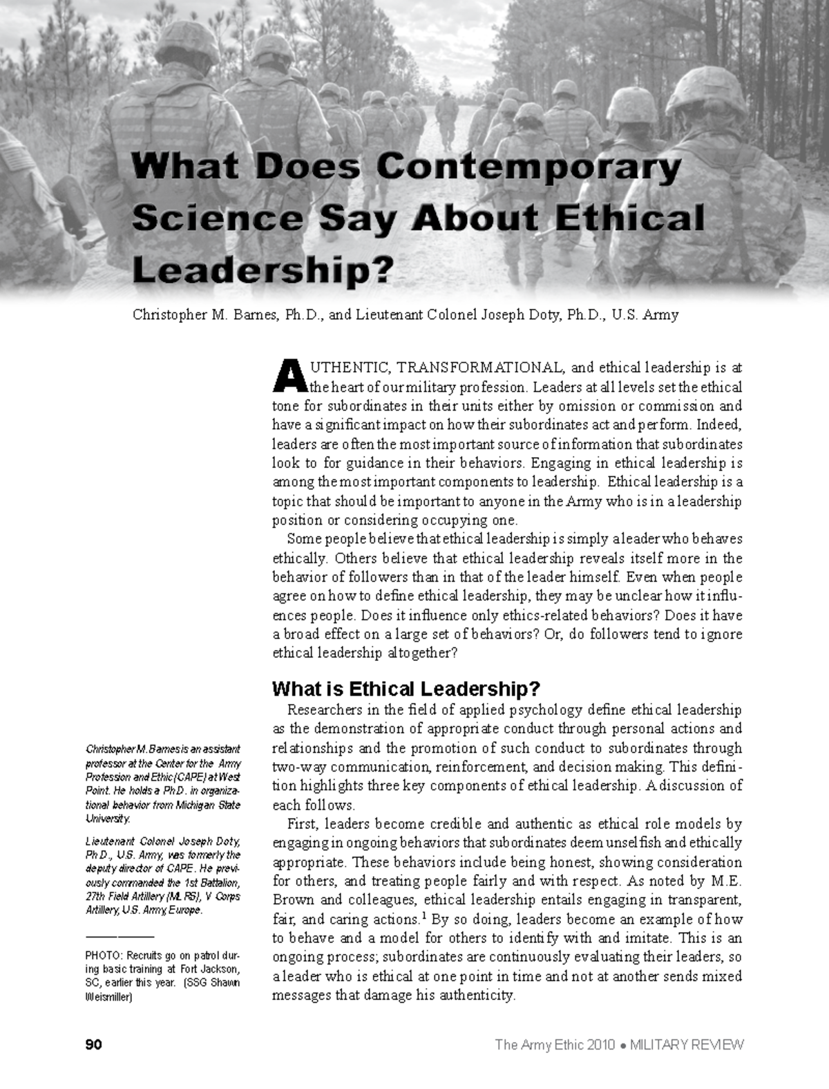 Military Review 2010 0930 ER art015 - 90 The Army Ethic 2010 MILITARY ...